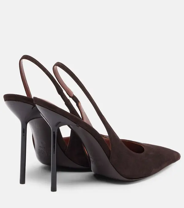 Paris Texas Lidia 105 Suede Slingback Pumps - Brown