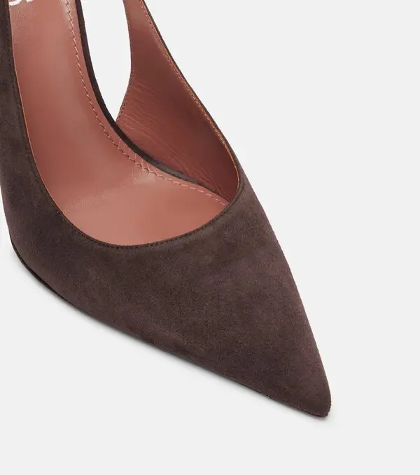 Paris Texas Lidia 105 Suede Slingback Pumps - Brown