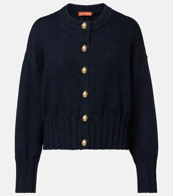 Altuzarra Liam Cotton And Silk-blend Cardigan - Blue