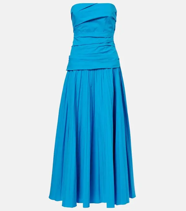 Simkhai Arie Strapless Cotton-blend Midi Dress - Blue