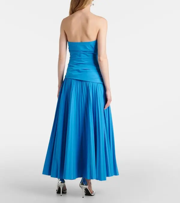 Simkhai Arie Strapless Pleated Midi Dress - Blue