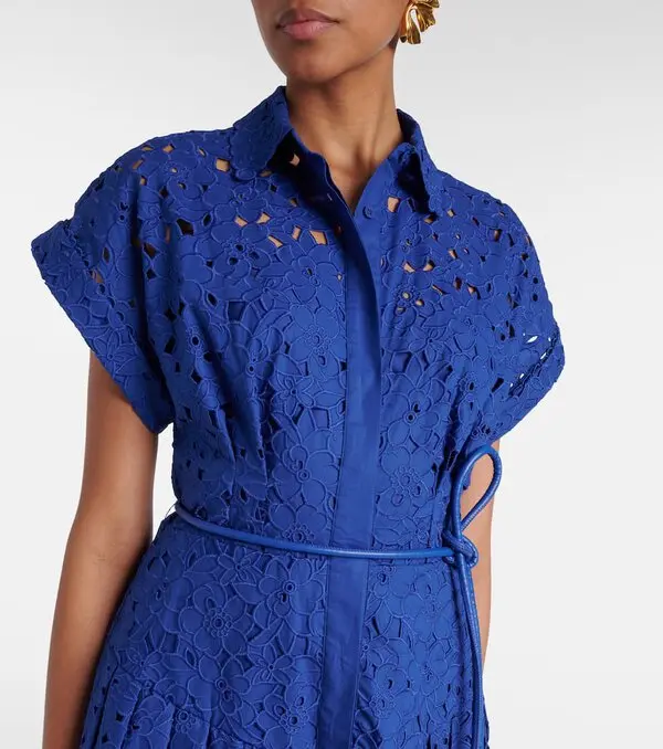 long floral lace dress Kiku Floral Embroidered Lace Shirt Dress – House of Fett main image 0