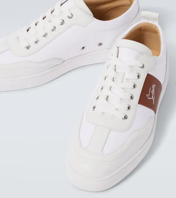 CHRISTIAN LOUBOUTIN Leather-trimmed Canvas Sneakers - White