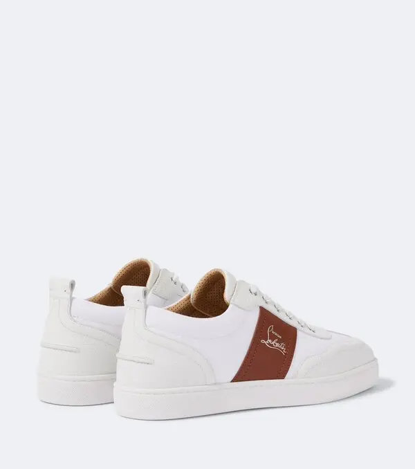 CHRISTIAN LOUBOUTIN Leather-trimmed Canvas Sneakers - White