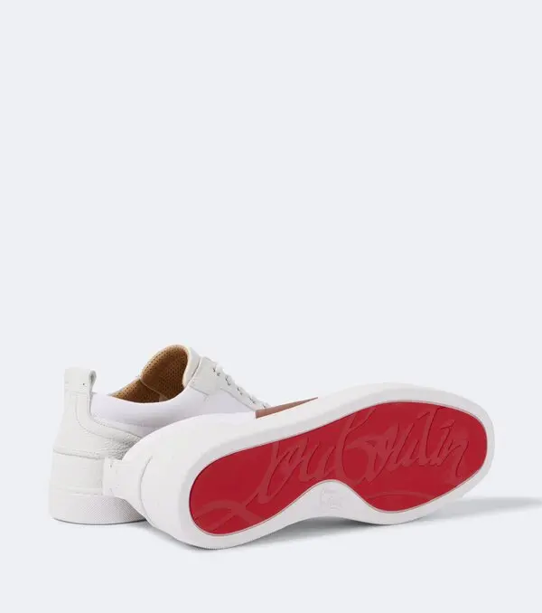 CHRISTIAN LOUBOUTIN Leather-trimmed Canvas Sneakers - White