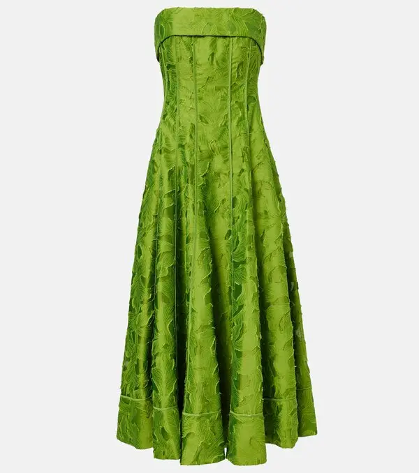 Simkhai Imogen Jacquard Bustier Dress - Green
