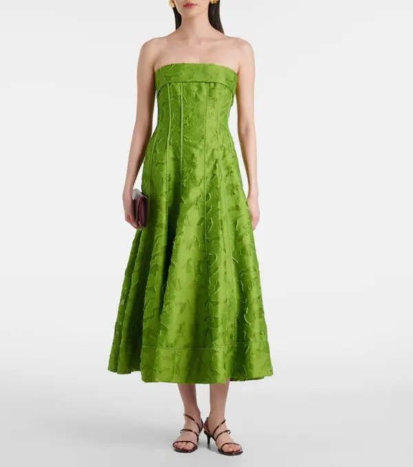 Simkhai Imogen Jacquard Bustier Dress - Green