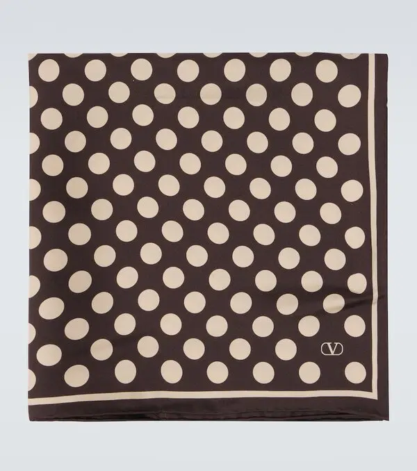 Valentino Garavani Opticool Polka-dot Silk Scarf - Brown