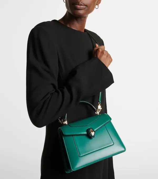 BVLGARI Serpenti Forever Medium Leather Top-handle Bag - Green