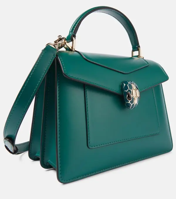 BVLGARI Serpenti Forever Medium Leather Top-handle Bag - Green