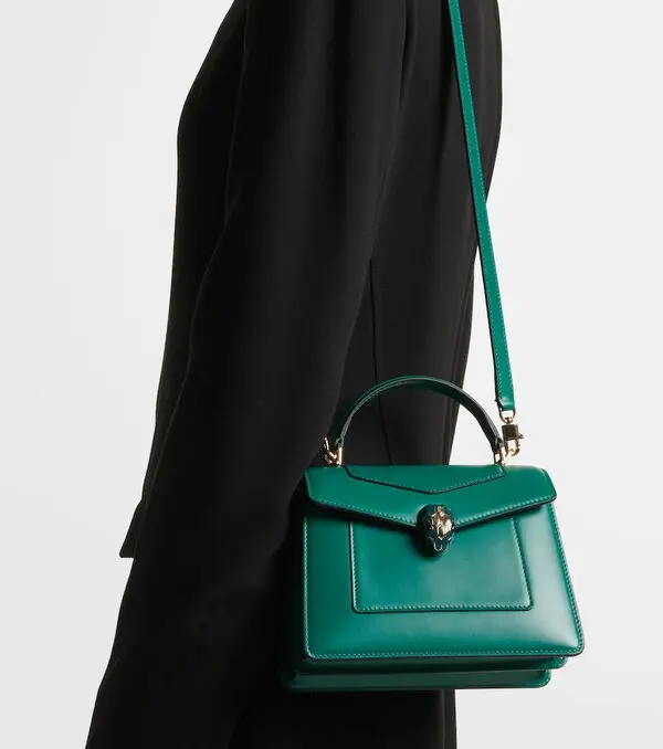 BVLGARI Serpenti Forever Medium Leather Top-handle Bag - Green