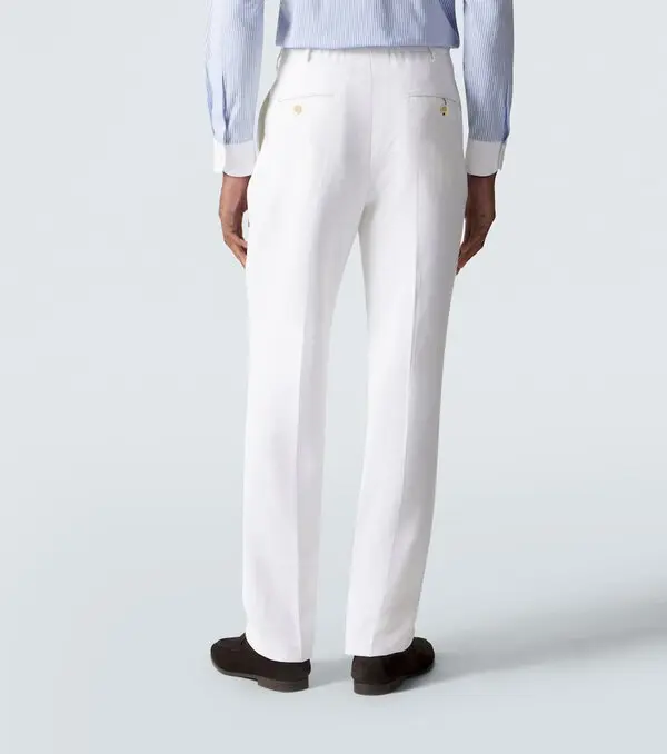 Dunhill Ivory Linen Tapered Pants - White