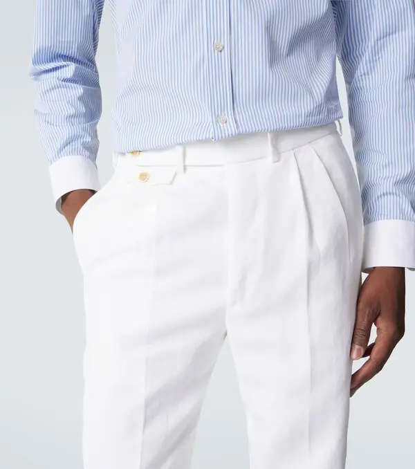 Dunhill Ivory Linen Tapered Pants - White
