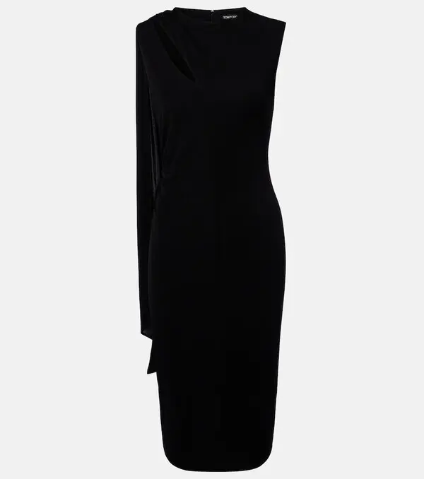 TOM FORD Scarf-detail Crêpe Jersey Cocktail Dress - Black