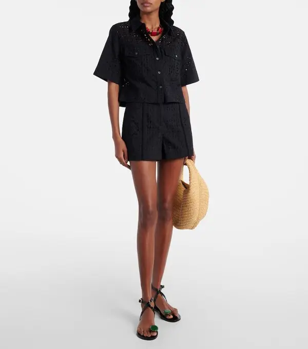 Veronica Beard Fabian Embellished Cotton Shorts