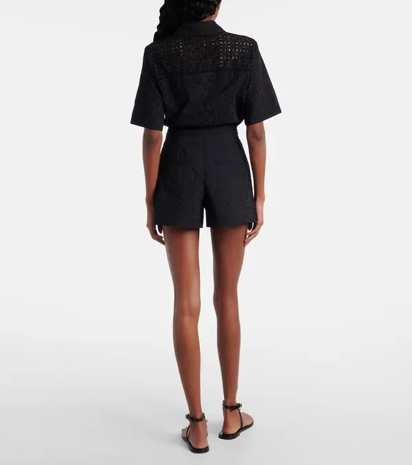 Veronica Beard Fabian Embellished Cotton Shorts