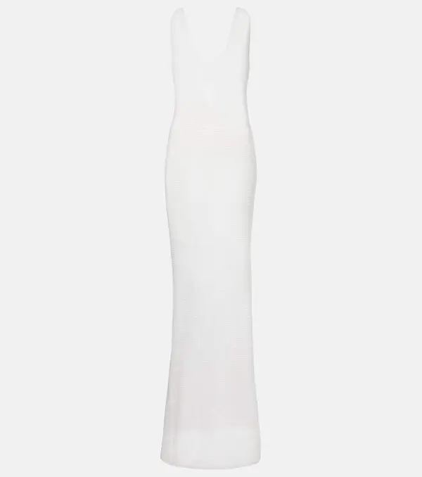 BANANHOT Lamé Maxi Dress - White