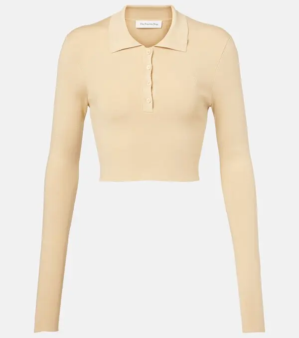 THE FRANKIE SHOP Giselle Cropped Polo Sweater - Beige