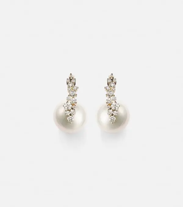 SYDNEY EVAN 14k Yellow Cocktail Earrings With Diamonds And Pearls - Gold