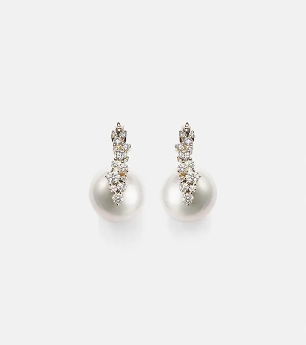 SYDNEY EVAN 14kt Yellow Cocktail Earrings With Pearls And Diamonds - Gold