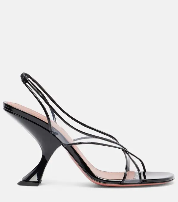 Amina Muaddi Lena 90 Pvc And Patent Leather Sandals - Black