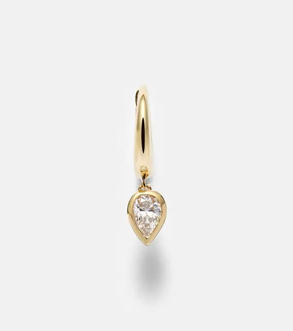 Shay Jewelry 18kt Yellow Huggie Earring With Pear Diamond - Gold