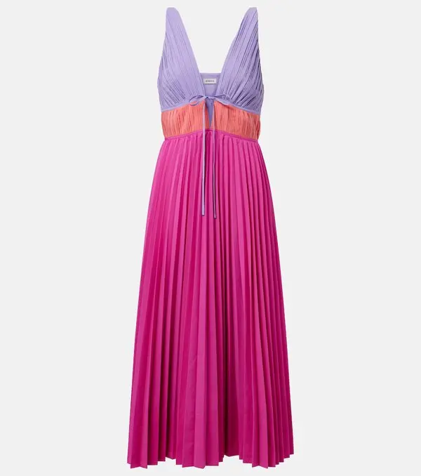 Simkhai Stephanie Pleated Poplin Midi Dress - Multicoloured