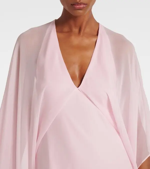 THE SEI Caped Silk Chiffon Gown