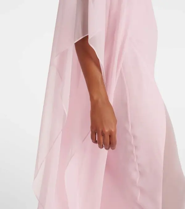 THE SEI Caped Silk Chiffon Gown