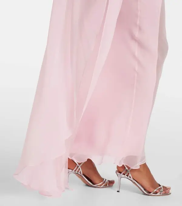THE SEI Caped Silk Chiffon Gown
