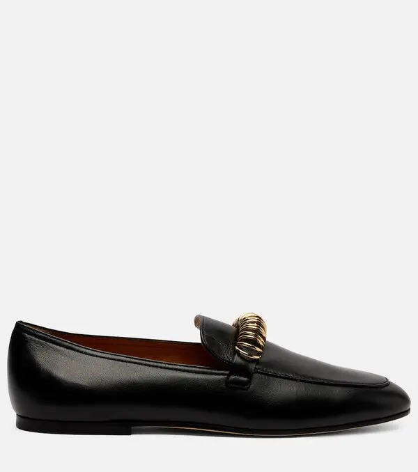 TOD'S Embellished Leather Loafers - Black