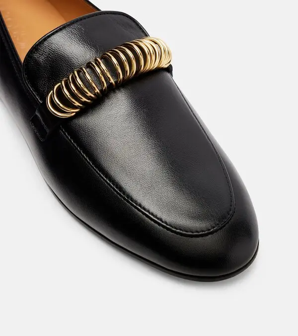 TOD'S Embellished Leather Loafers - Black