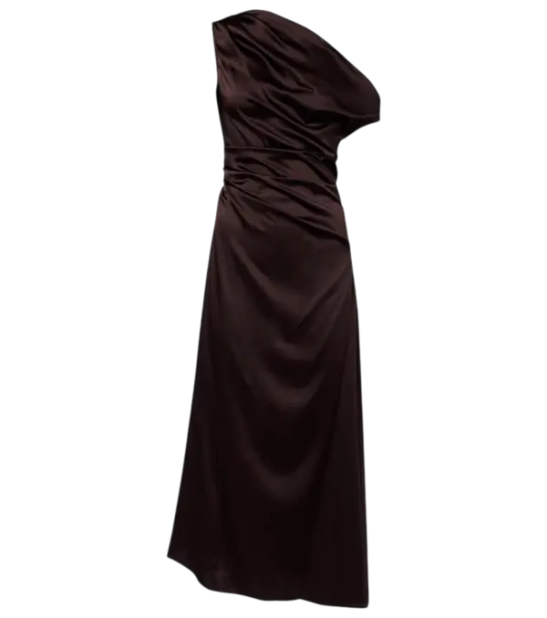 Staud Phare Silk-blend Satin Maxi Dress - Brown
