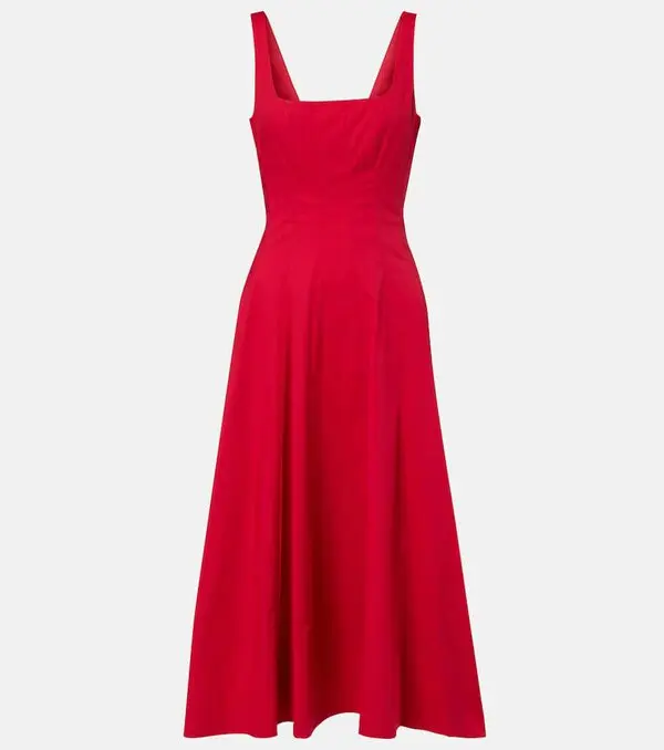 staud wells poplin midi dress Staud Wells Poplin Midi Dress - Black