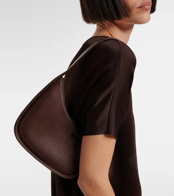 THE ROW Half Moon Leather Shoulder Bag - Brown