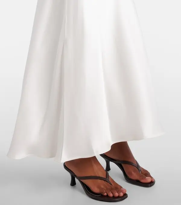 Asceno Bordeaux Silk Satin Slip Dress - White