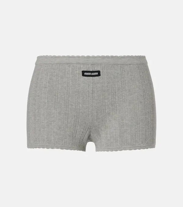 Miu Miu Knitted Cotton Shorts - Grey