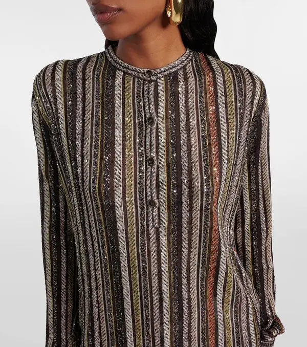 Missoni Striped Lamé Henley Shirt