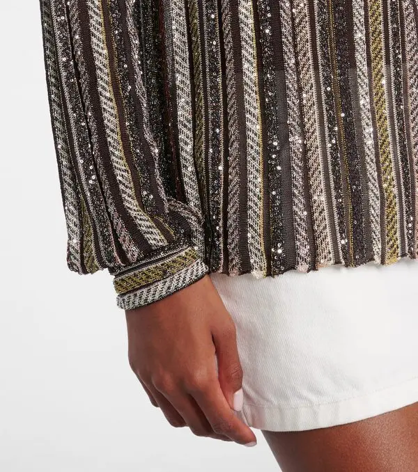 Missoni Striped Lamé Henley Shirt
