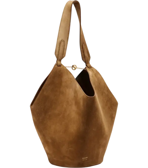 Khaite Lotus Small Suede Tote Bag - Brown