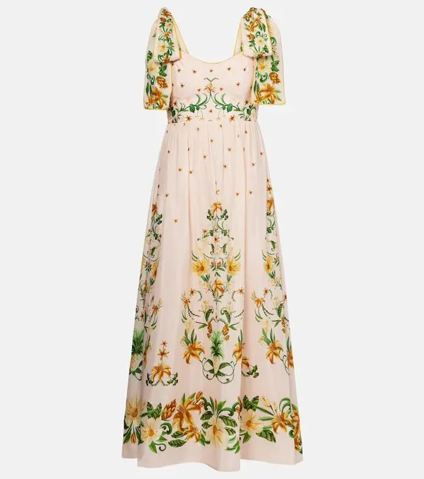 Farm Rio Floral Cotton-blend Midi Dress