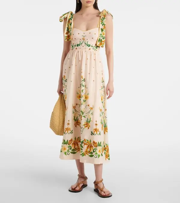 Farm Rio Floral Cotton-blend Midi Dress