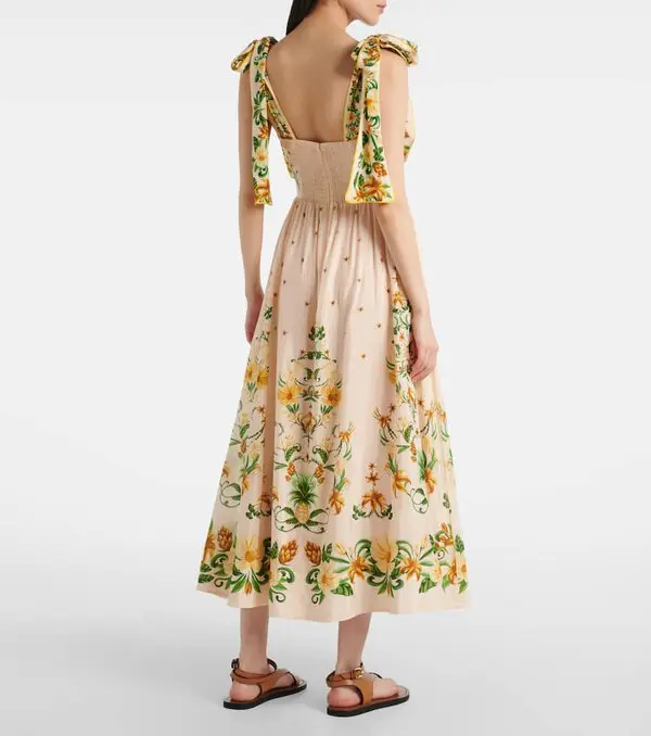Farm Rio Floral Cotton-blend Midi Dress