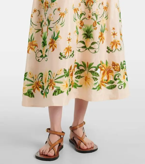 Farm Rio Floral Cotton-blend Midi Dress