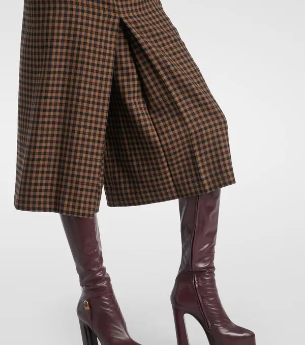Saint Laurent Gingham Mid-rise Wool Culottes