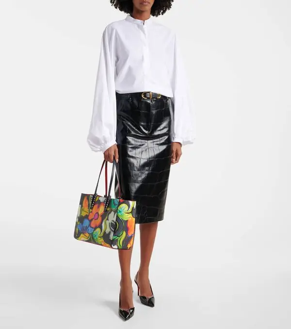 CHRISTIAN LOUBOUTIN Cabata Small Floral Leather Tote Bag - Multicoloured