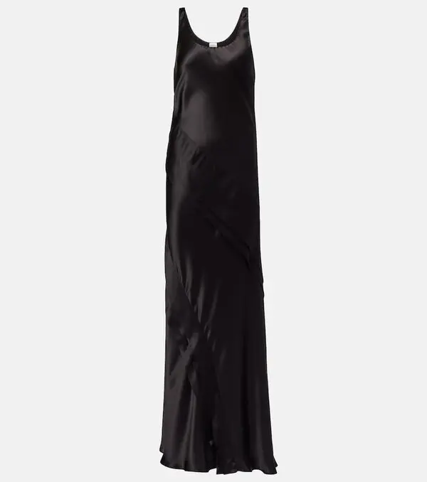 Saint Laurent Silk Satin Slip Dress - Black
