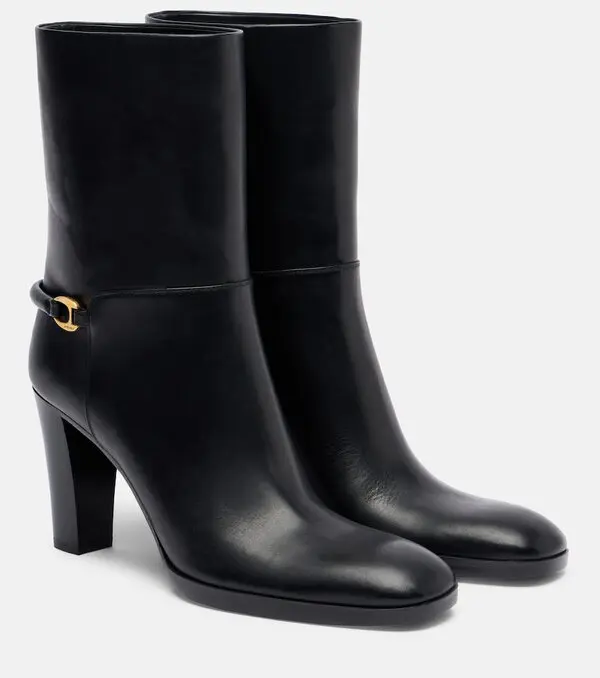 Saint Laurent Sulpice 80 Leather Ankle Boots - Black