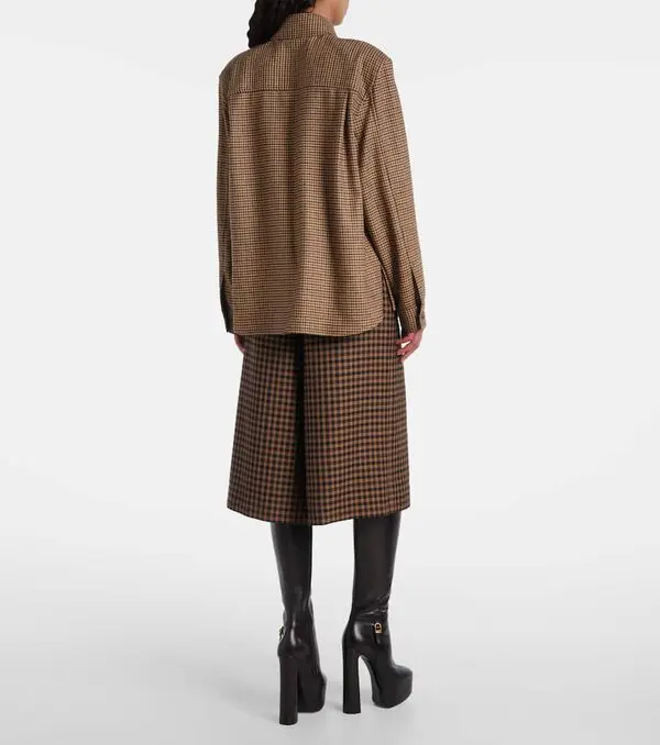 Saint Laurent Houndstooth Overshirt - Brown