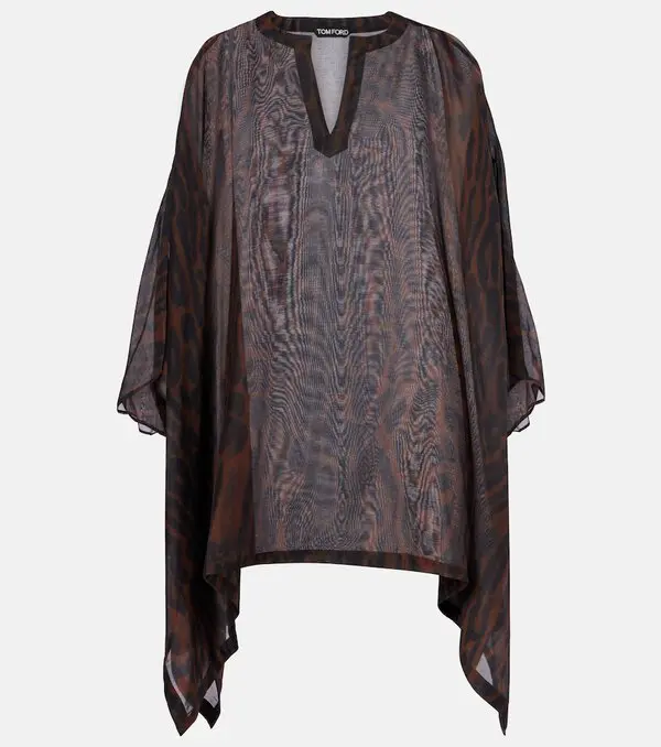 TOM FORD Leopard-print Cotton And Silk Kaftan - Black
